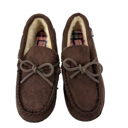 Vineyard Vines Kids 2M Brown Moccasin Slippers Faux Suede Faux Fur ...
