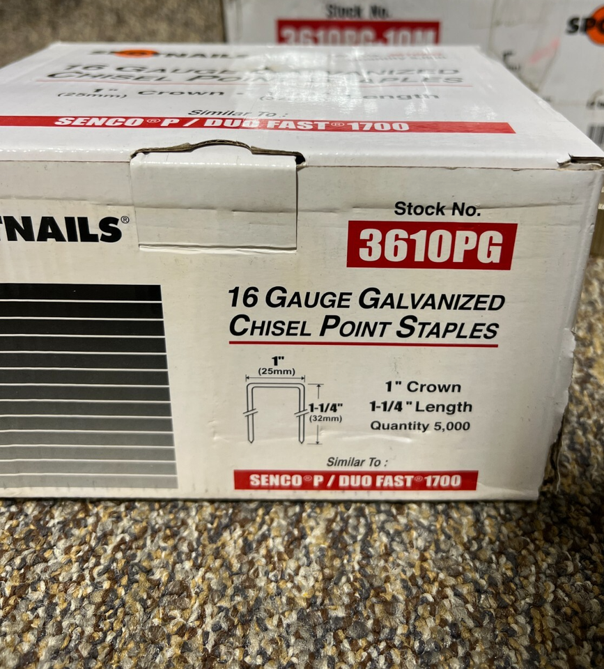 (QTY 5000) Spotnails 3610PG 16 Gauge Galvanized Chisel Point Staple | eBay