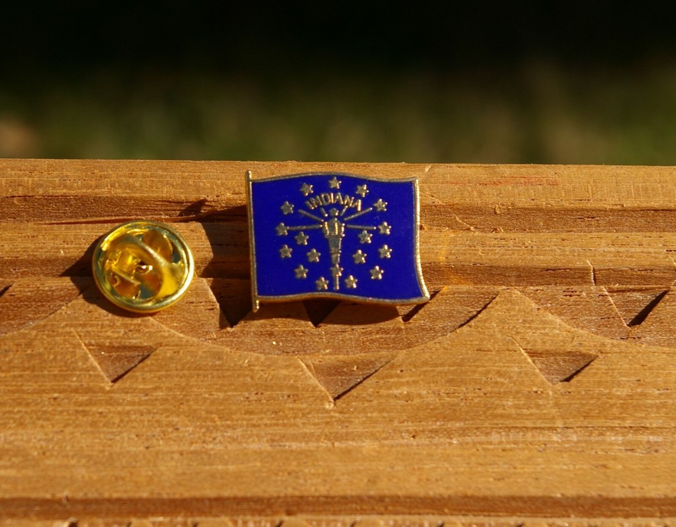 Indiana State Flag Blue Torch & Stars 3/4" Gold Tone Metal Lapel Pin ...