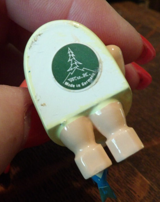 Vintage Erzgebirge WENDT & KUHN Wuk WOMAN bowl blue bird German Wood ...