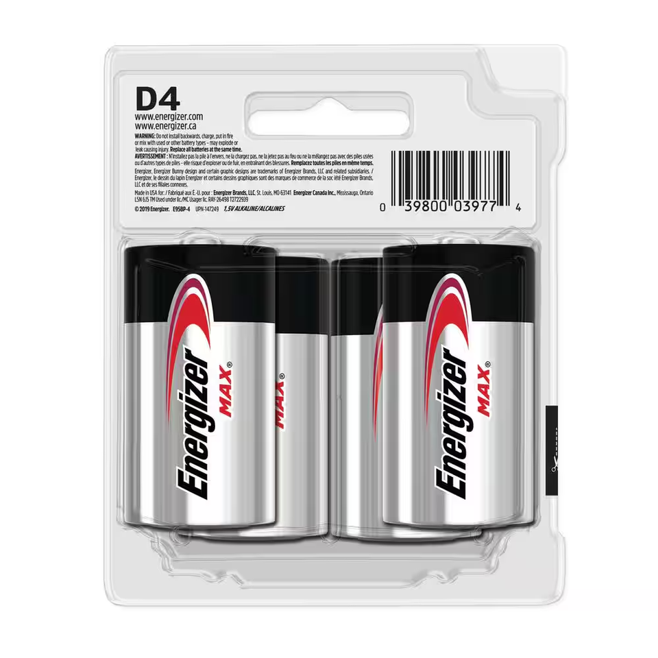 Energizer MAX D Batteries (4 Pack), D Cell Alkaline Batteries | eBay