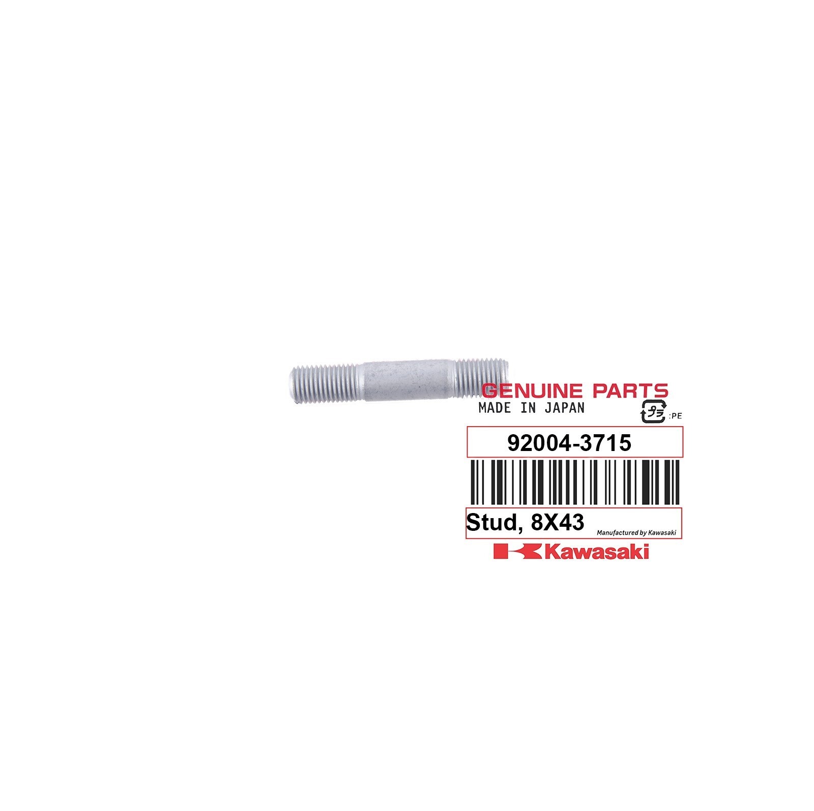 Kawasaki OEM STUD 8X43 92004-3715 | eBay