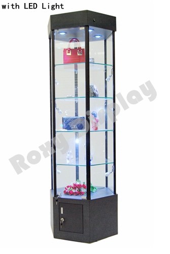 Tower LED Black Display Showcase Store Fixture Assembled W/Lights #SC-WL25BK | eBay