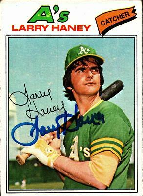 Larry Haney autographed baseball card (Oakland Athletics) 1977 Topps ...