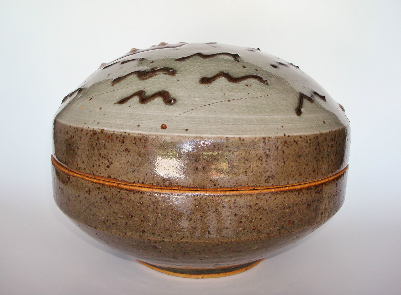 Very Early Signed JIM CONNELL Studio Art Pottery Lidded Covered Bowl ...