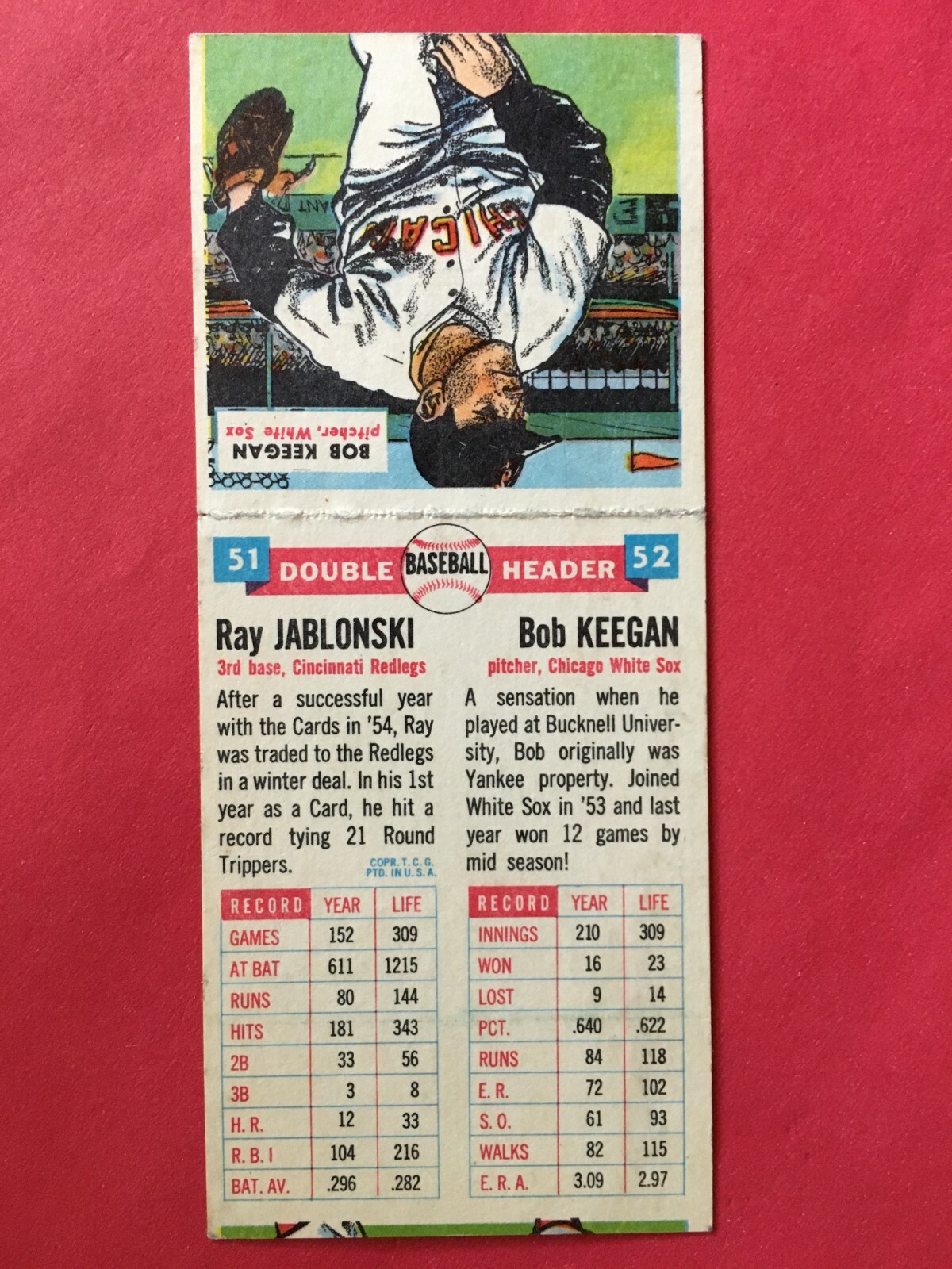 1955 TOPPS DOUBLEHEADERS Baseball Card, Jablonski 51-Keegan 52 | eBay