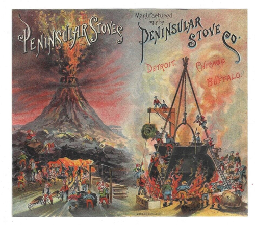 1887 Trade Card Peninsular Stove Co Detroit Volcano Cast Iron Pot ...