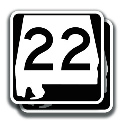 ALABAMA ROUTE 22 STICKER Highway 2 Decals State Road Sign Bogo Bumper ...