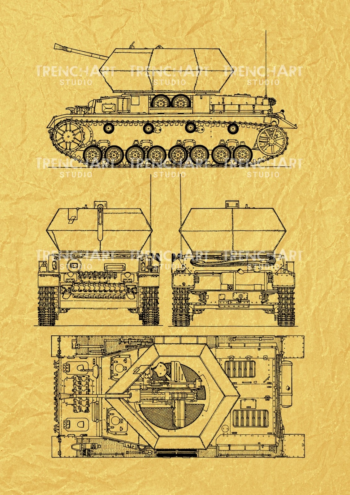 WWII Poster Flakpanzer Wirbelwind Whirlwind German anti aircraft gun ...