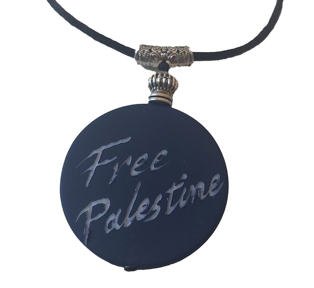 Palestine handmade Unisex round pendant Free Palestine 60 cm rope ...