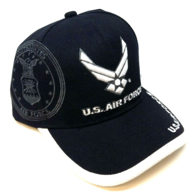 BLACK USAF UNITED STATES AIR FORCE WINGS LOGO HAT CAP ADJUSTABLE US USA ...