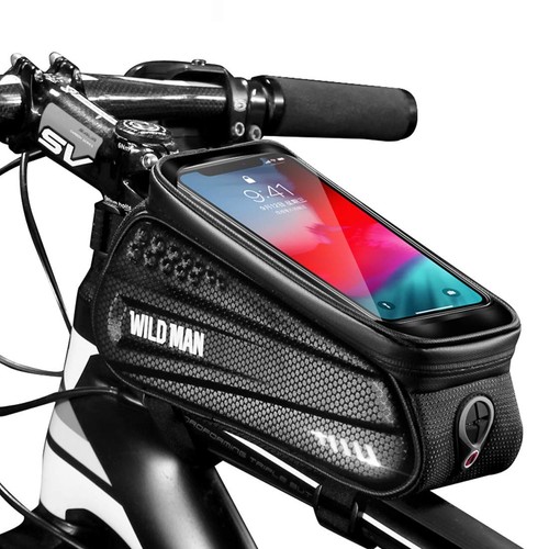 Waterproof Bike Phone Mount & Bag - Cycling Front Tube Pouch Pannier ...