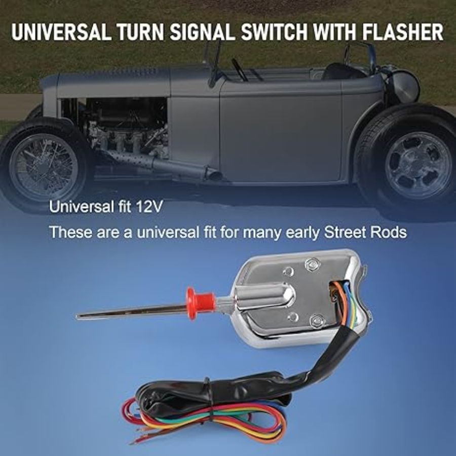 New Chrome 12V Universal Street Hot Rod Turn Signal Switch with Flasher ...