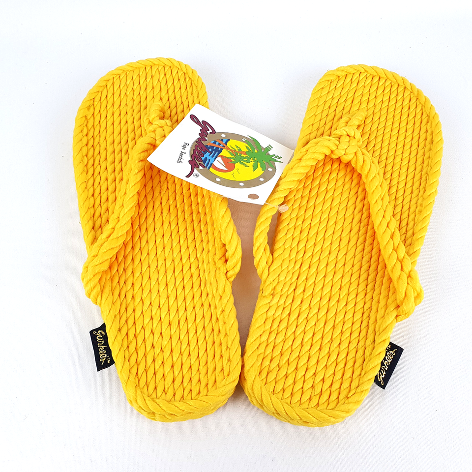 Gurkee Rope Flip Flop Classic Tobago Thong UK 5 Yellow Made In Mexico ...