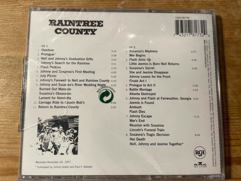 RAINTREE COUNTY (Johnny Green) OOP 1957/2001 RCA Soundtrack Score 2CD SEALED | eBay