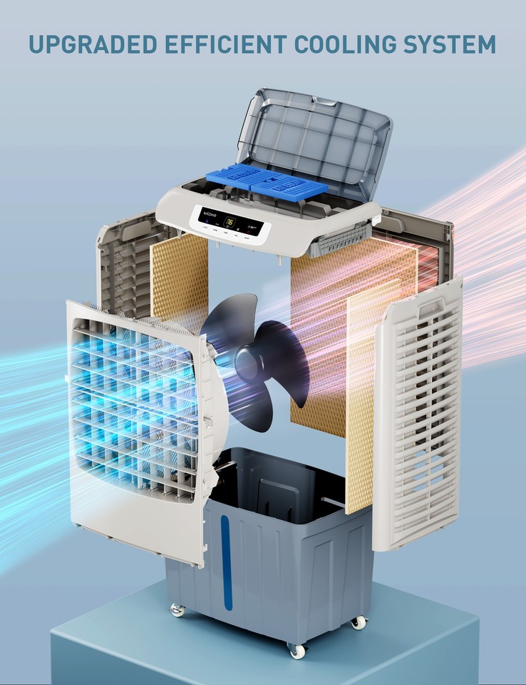 Swamp Cooler 3500 CFM Evaporative Air Cooler With 10.6 Gal Water Tank w ...