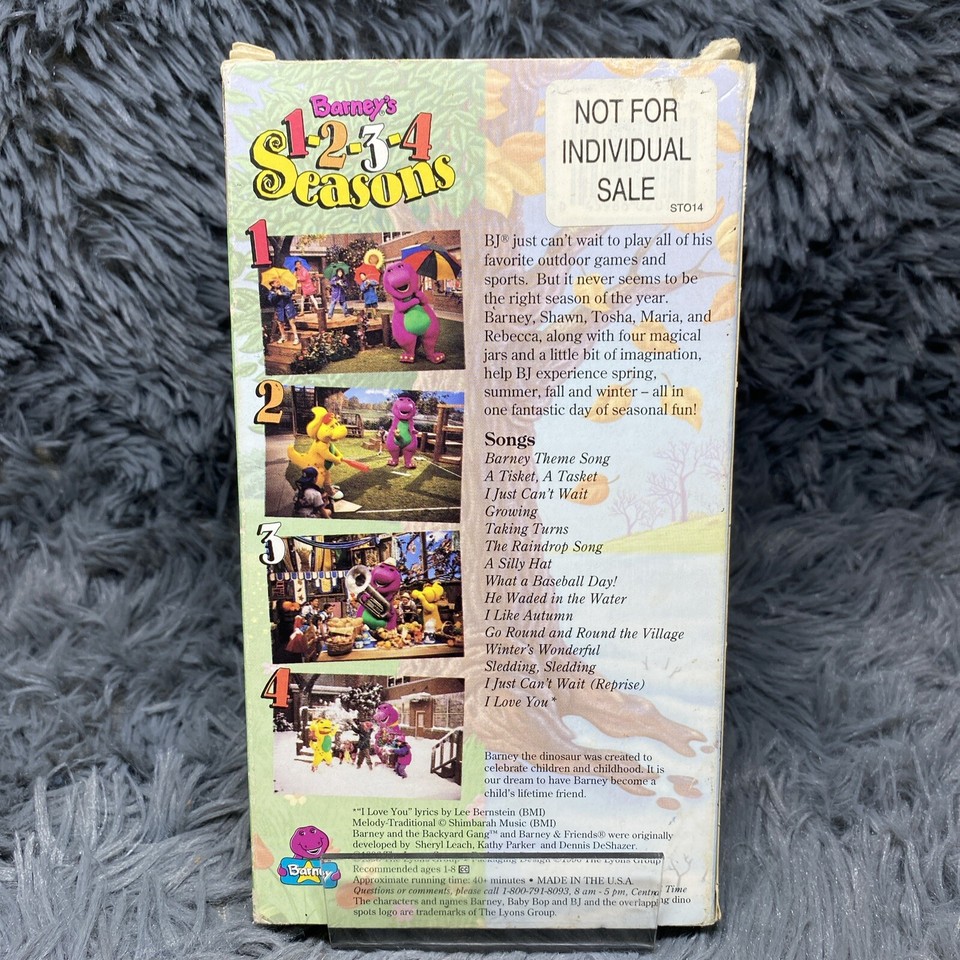 Barney's 1-2-3-4 Seasons VHS 1996 Classic Collection Cartoon Tape Movie ...
