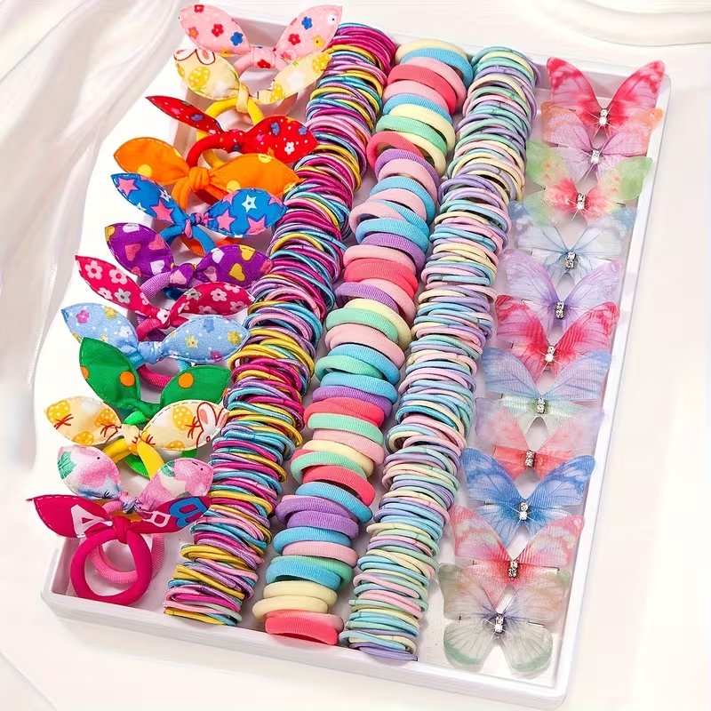 267x Hair Accessories Elastic Rubber Bands Butterfly Clips For Kids ...