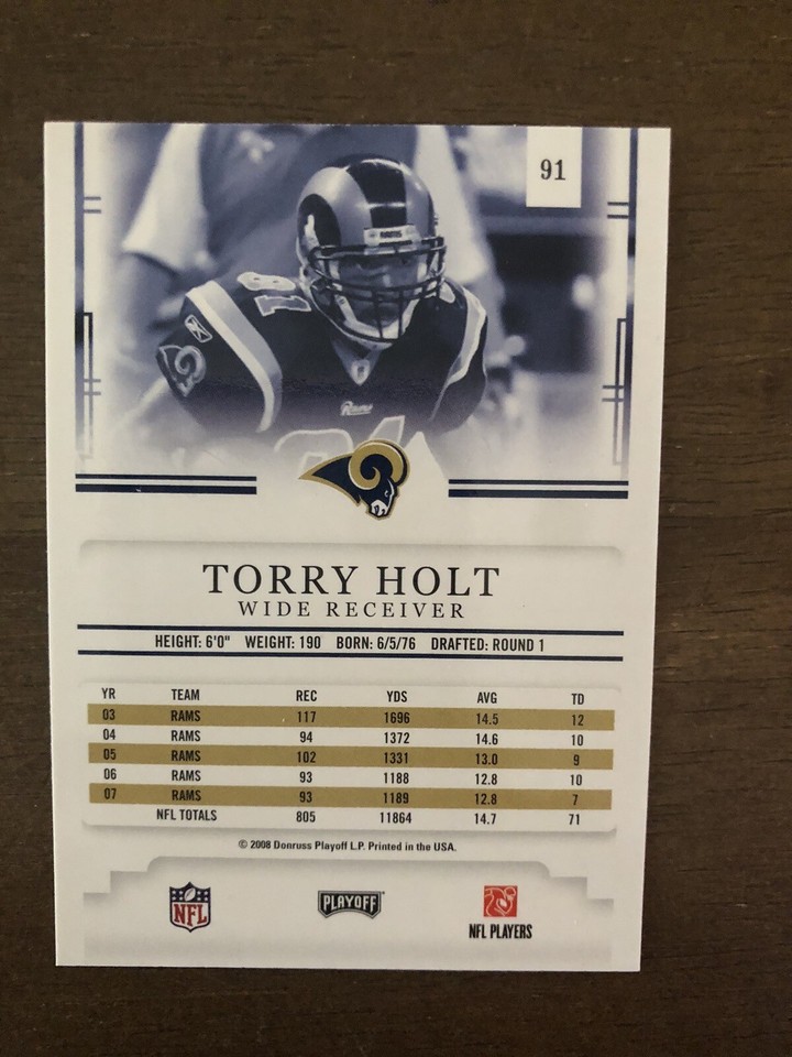 Torry Holt 2008 Playoff Prestige Rams Card #91 | eBay
