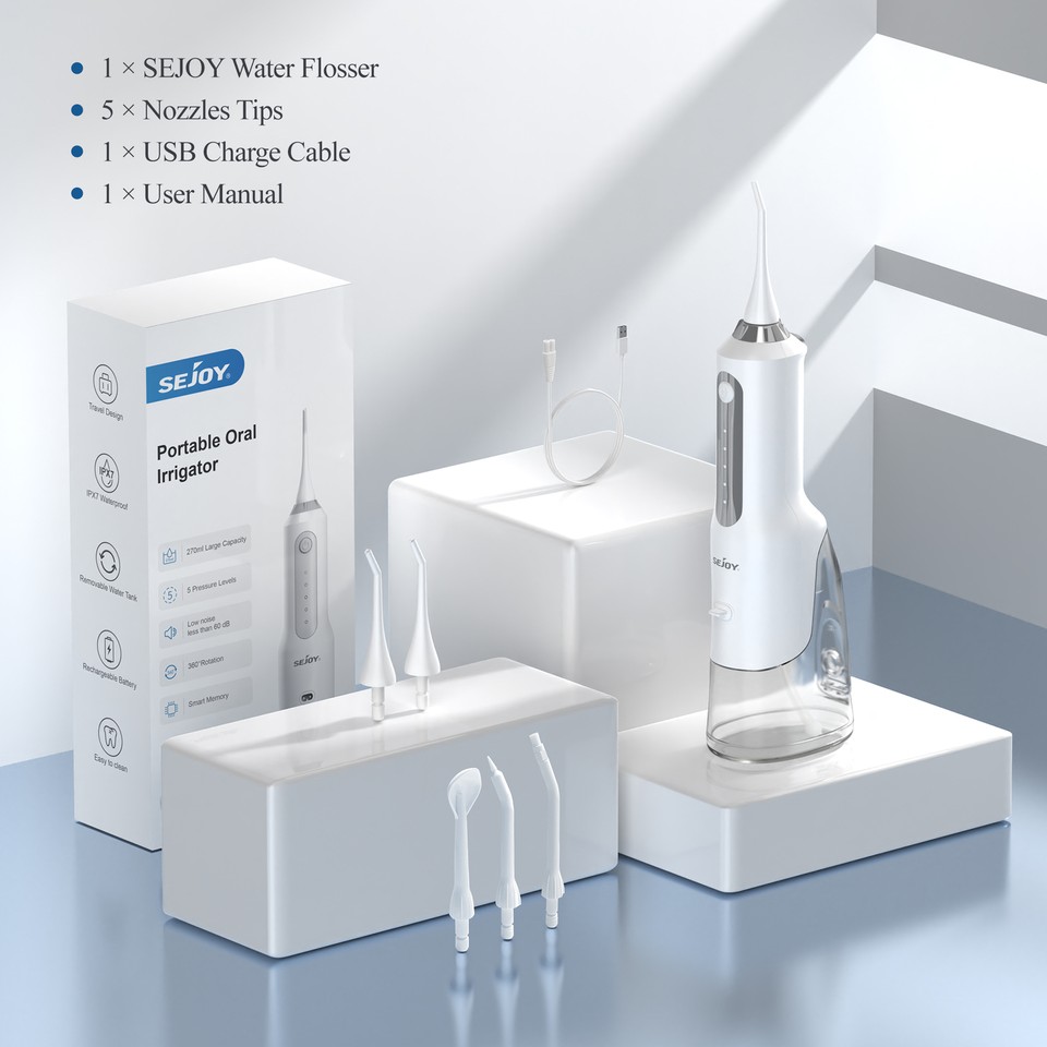 SEJOY Cordless Oral Teeth Irrigator Water Jet Dental Flosser 270ML ...