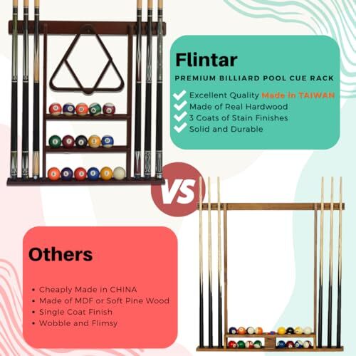 Wall Mount Cue Rack, Premium Quality Made in TAIWAN, Billiard Pool Cue ...