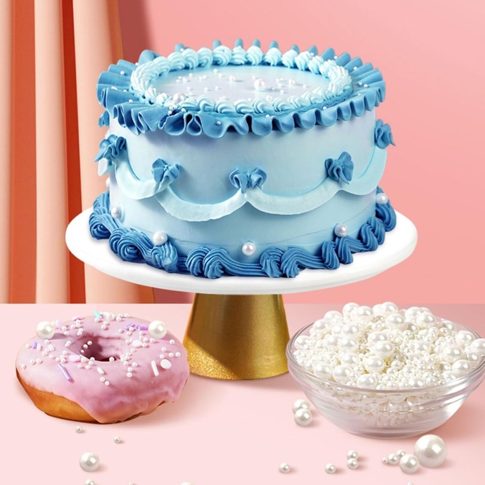 Sprinkles for Cake Decorating, White Pearl Sprinkles 4 Sizes Mix for ...