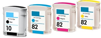 4 PACK Comp ink cartridges HP 82 C4911A C4912A C4913A Color Ink C4844A ...