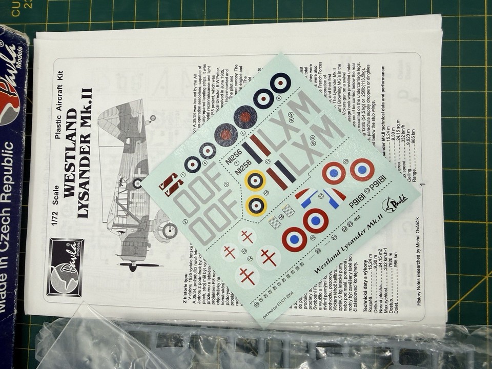 PAVLA WESTLAND LYSANDER Mk.II 1:72 Scale Model Plane Kit # 72048 | eBay