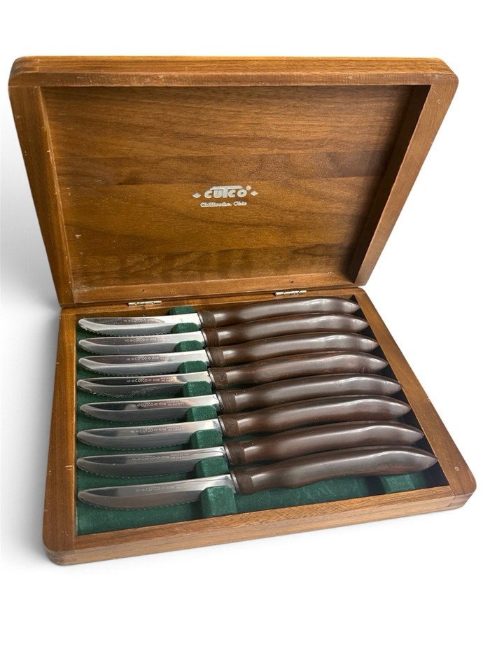 Cutco No. 59 8pc Steak Knife Set 4in Straight Edge w/ Mahogany wood ...