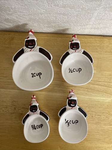 Christmas Ceramic Measuring Cups Set of 4 Nesting Gingerbread Men | eBay