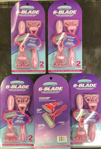 5 -Pack ReliaShave 6-Blade Superior Ladies Disposable Razors- Stainless ...