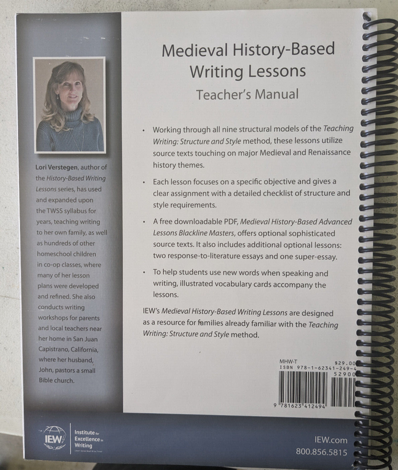 IEW Medieval History-Based Writing Lessons Teachers Manual + resource ...
