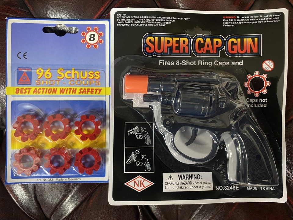 Kids Plastic Toy Gun With 8 Shot Ring Caps - Loud Sound Effects, Role ...