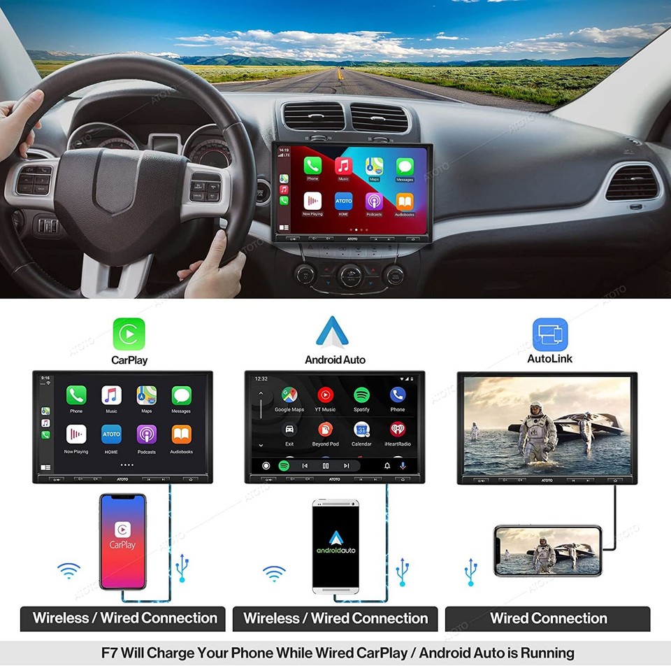 ATOTO F7XE 10IN Double & Single Din Car Stereo SXM Radio with 400W Car ...