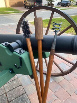 BLACK POWDER SIGNAL CANNON 2.25" -BORE IMPLEMENT SET WORM BRUSH RAM ROD ...