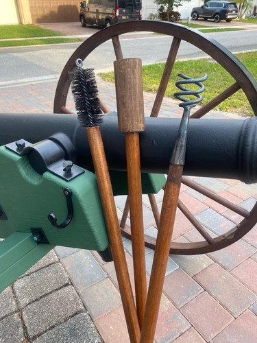 BLACK POWDER SIGNAL CANNON 2.25" -BORE IMPLEMENT SET WORM BRUSH RAM ROD ...