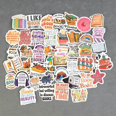 Funny Reading Theme Stickers - Set of 10 Random Stickers - Great for ...