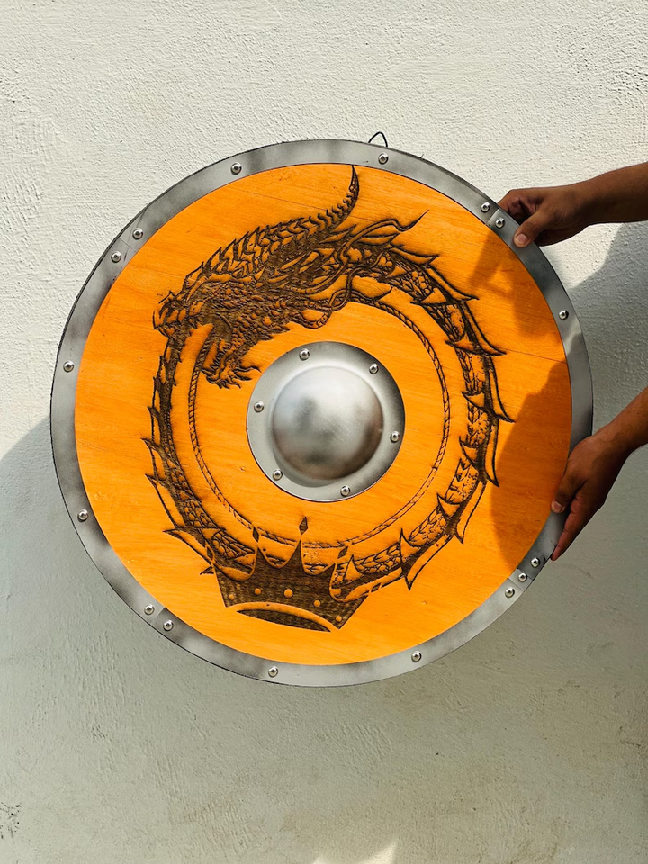 Wooden viking dragon shield norse valhalla warrior battle ready,24 ...