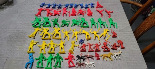 Lot Of 60 Vintage Plastic Toy Cowboys & Indians & More Figures Marx ...