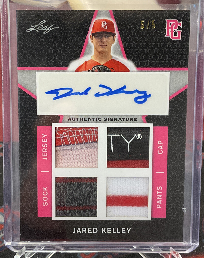 2019 Leaf Perfect Game Jared Kelley Quad Patch Auto Black 5/5 White Sox ...