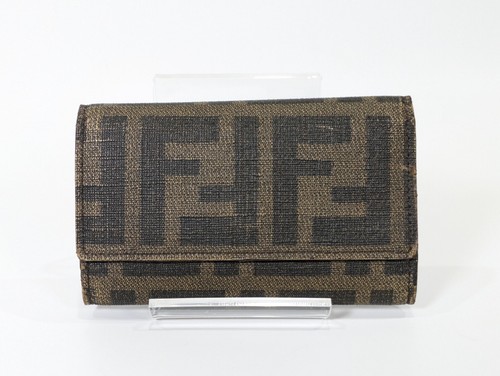 FENDI Key Case Keyring Zucca Nylon Brown Authentic | eBay