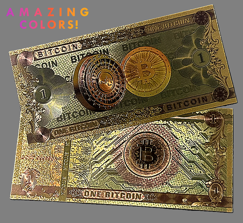 One Commemorative 1 Bitcoin BTC Bank Note Crypto Banknote 24K Gold Foil ...