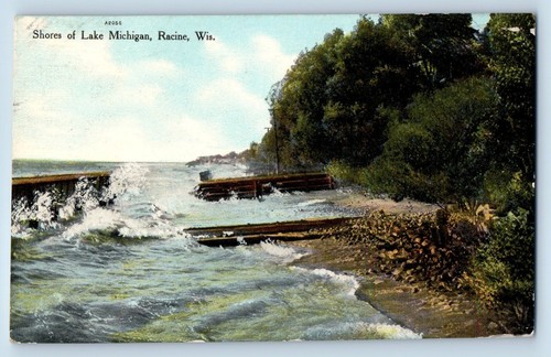 Racine Wisconsin WI Postcard Shores Lake Michigan Exterior c1910 ...