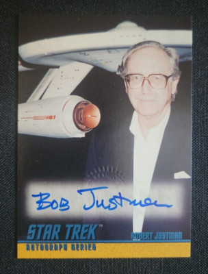 BOB JUSTMAN d.2008 SKYBOX 1997 #A6 HAND SIGNED STAR TREK TOS The ...