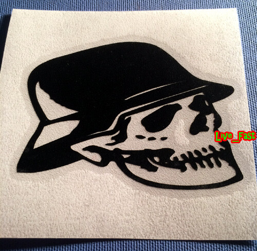SKULL GERMAN HELMET DECAL STICKER VINYL ww1 ww2 outlaw biker chopper ...