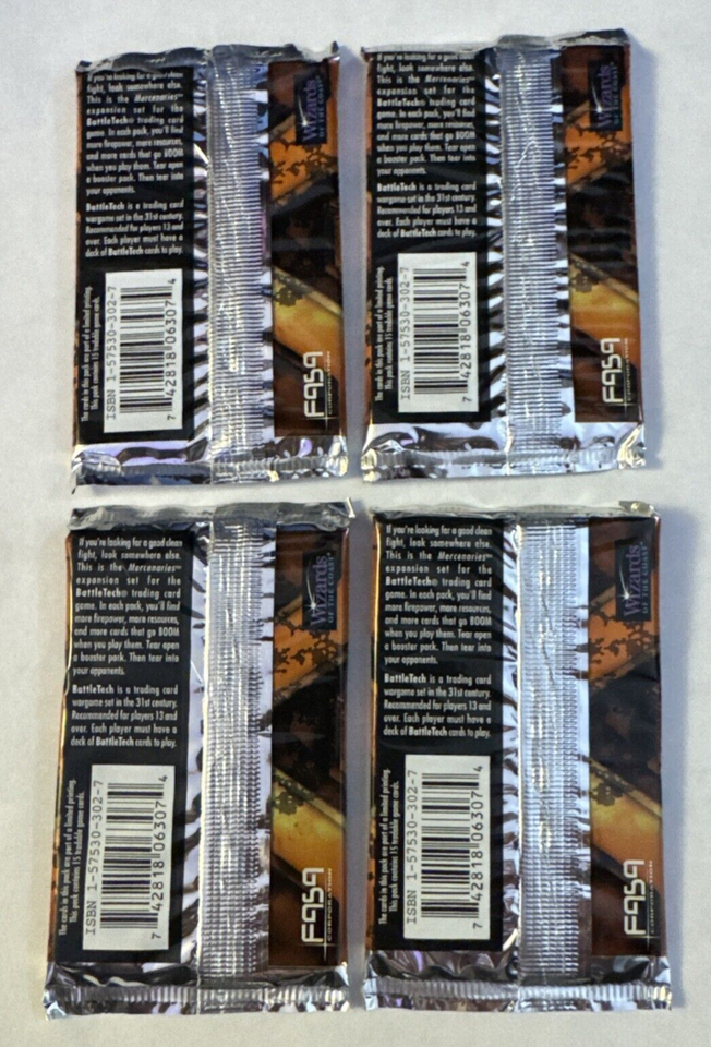 4 - BATTLETECH MERCENARIES Packs 15 Tradable Game Cards CCG WOC Factory ...