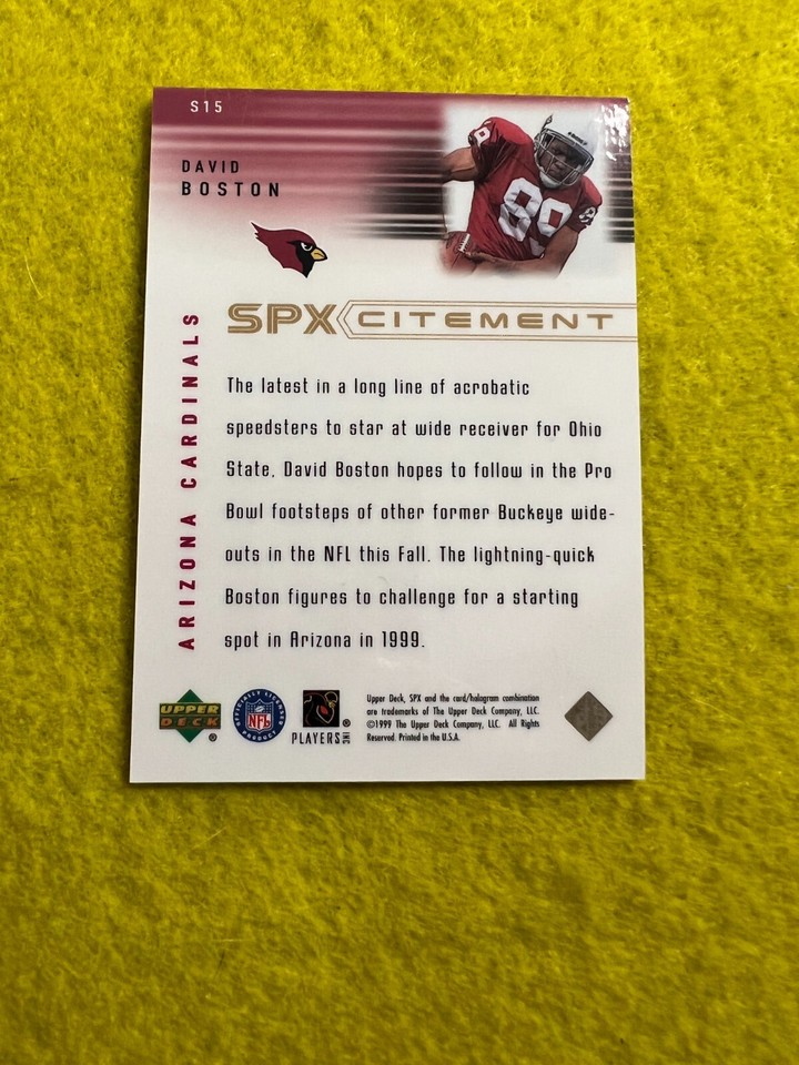 PHOENIX CARDINALS DAVID BOSTON 1998 SPX FOOTBALL , SPXcitement insert ...