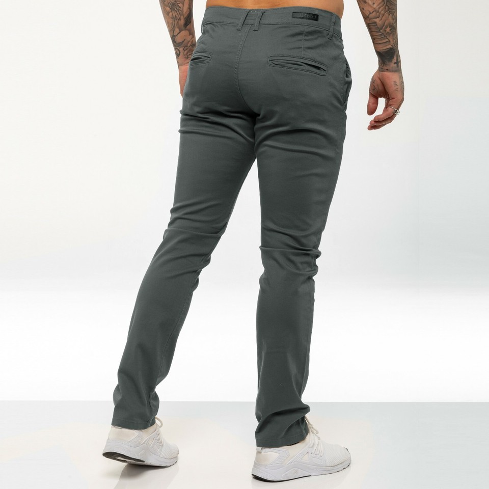 Enzo Mens Chino Trousers Slim Fit Stretch Cotton Jeans Pants All Waist ...