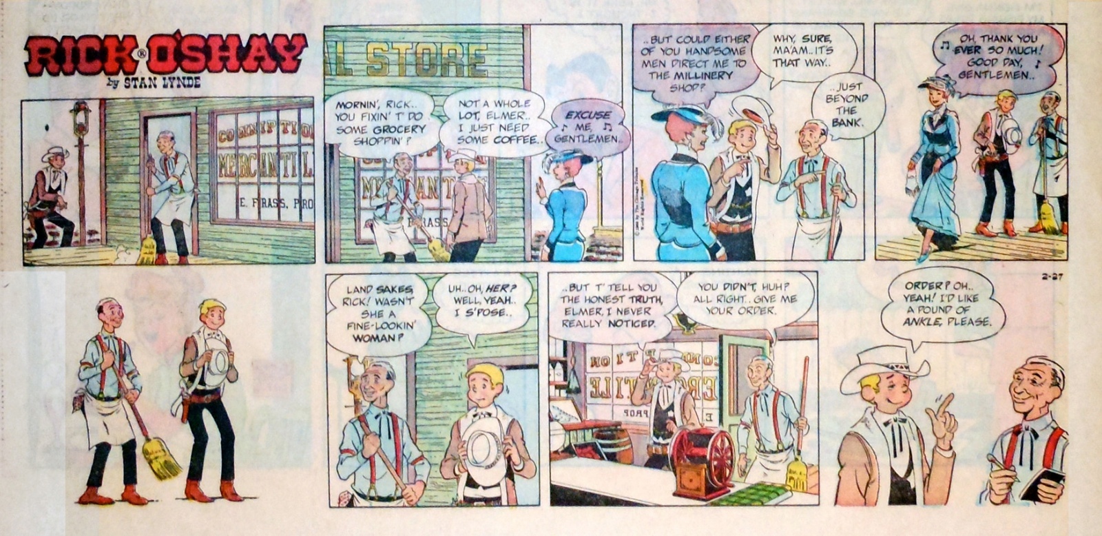 Rick O'Shay by Stan Lynde - full color Sunday comic page - VFn - Feb ...
