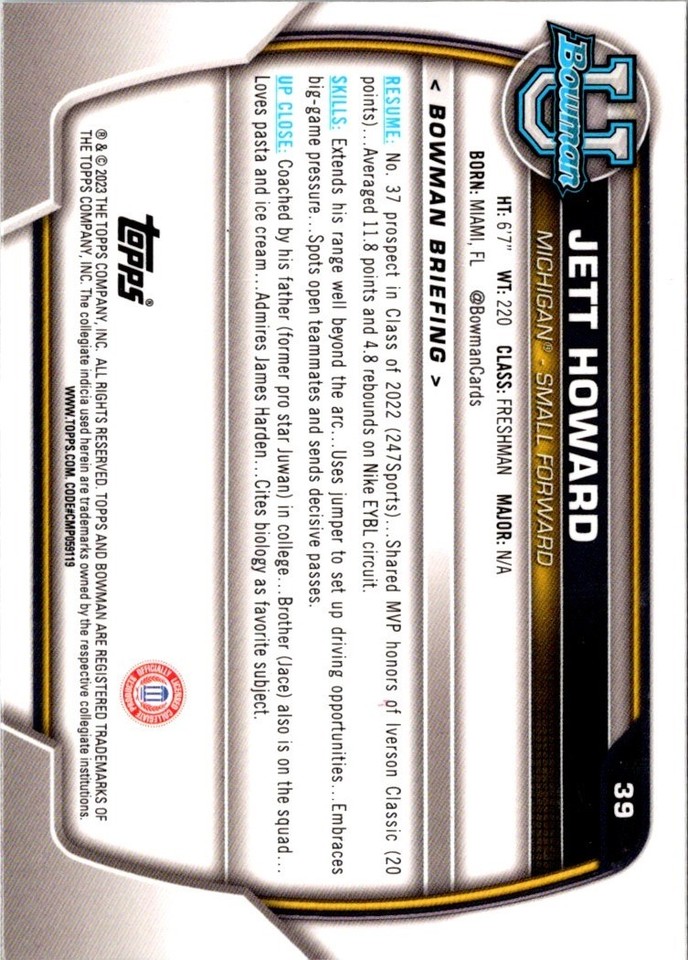 2023 Topps Jett Howard #39 Basketball Card | eBay UK